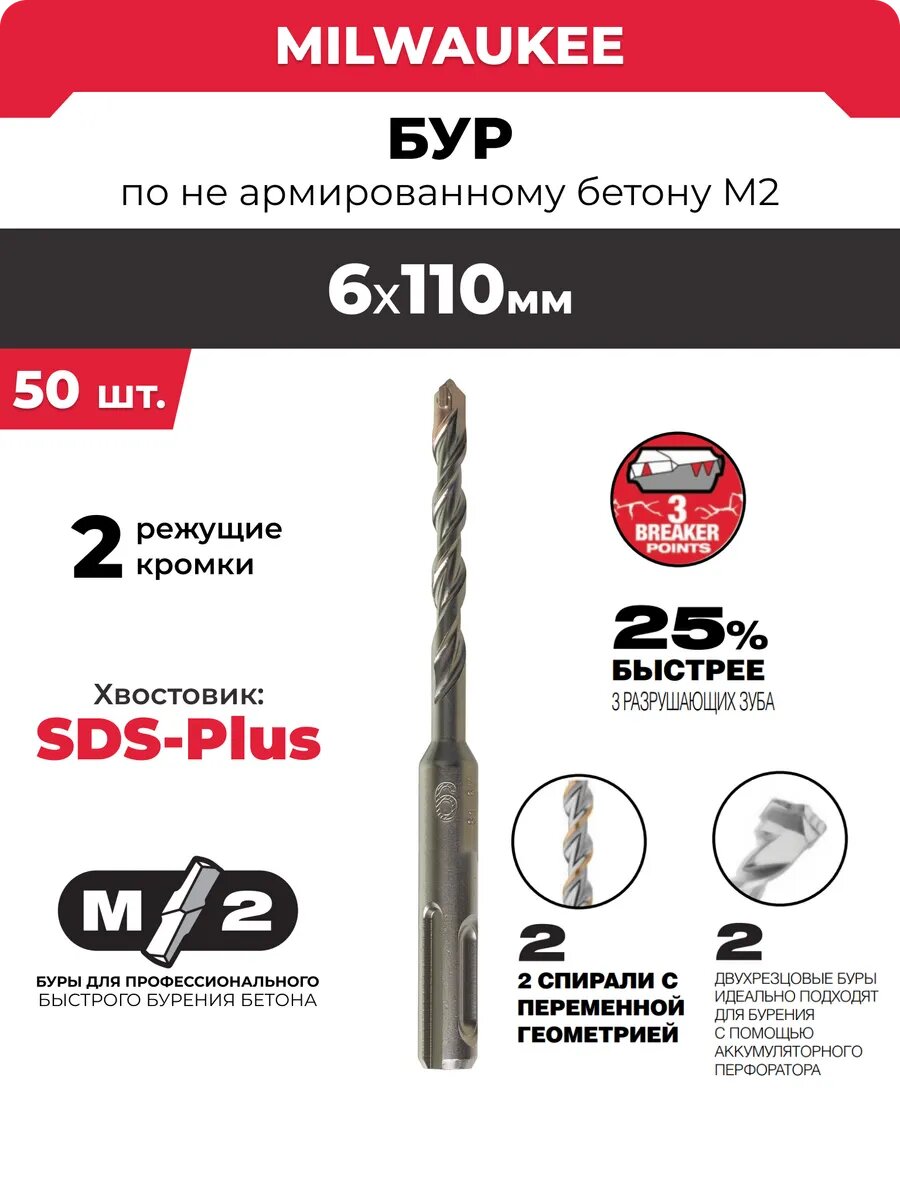 Бур SDS+ M2 6x110 (50шт/уп), 4932399178