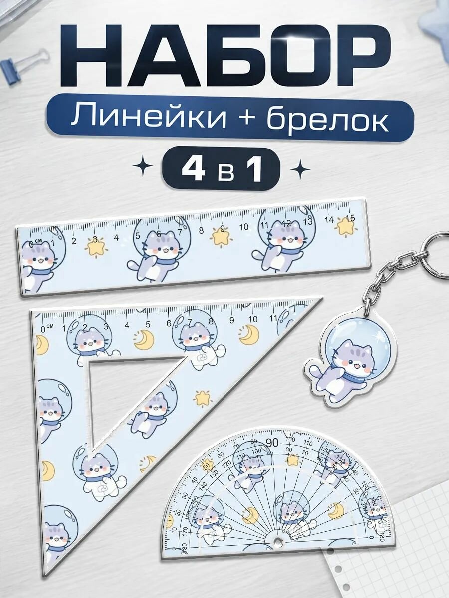 Канцелярия для школы набор линеек Котики