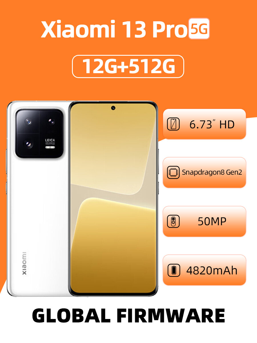 Смартфон Xiaomi 13 Pro 5G 12/512 ГБ White 3200x1440px 6.73-inch screen