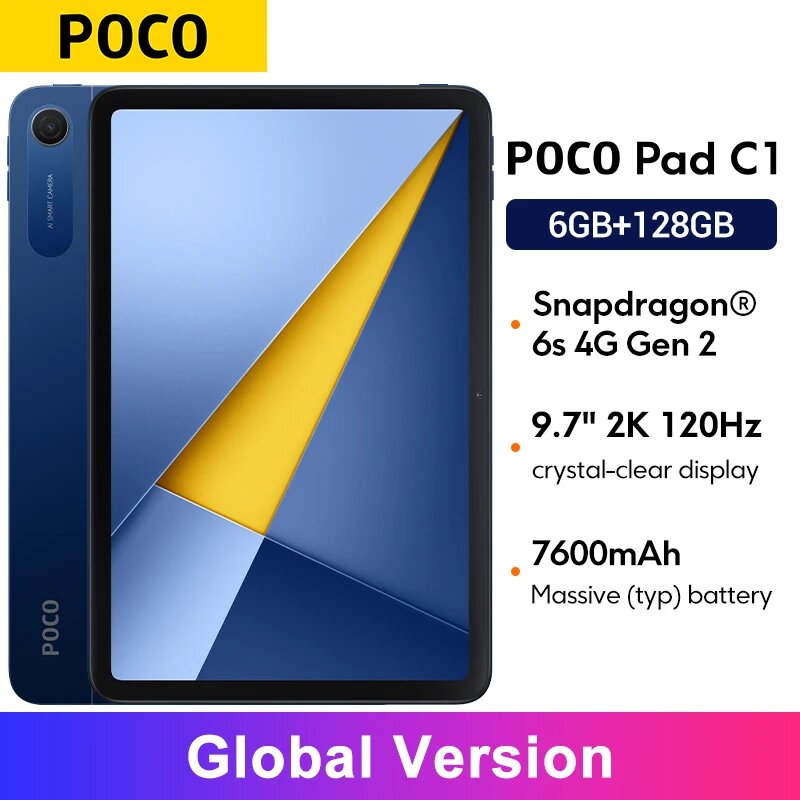 Планшет Poco Pad C1, 9.7", 6/128ГБ, Wi-Fi+4G, Android