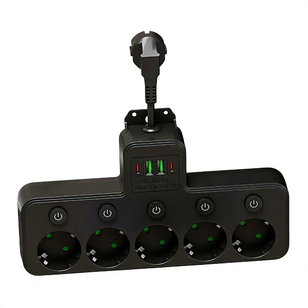 Настенное зарядное устройство с 2 USB и 2 Type-C, 8925U черный