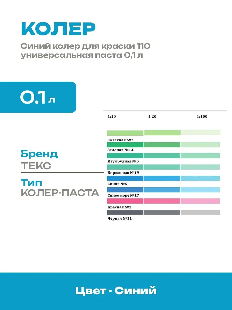 Пигмент синий для лакокрасочных материалов колер паста 0,1