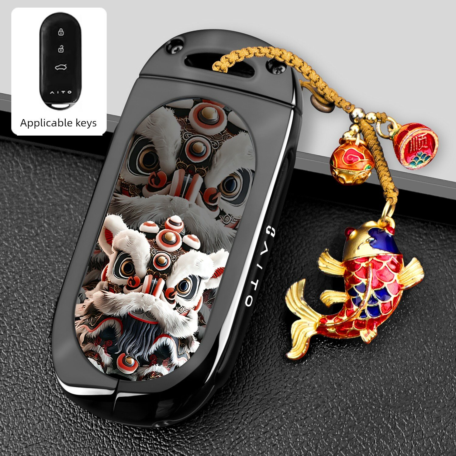 Умный чехол для ключа автомобиля для Huawei M7/M5 с темно-черным цветом и застежкой Кой-Фиш, прочный дизайн