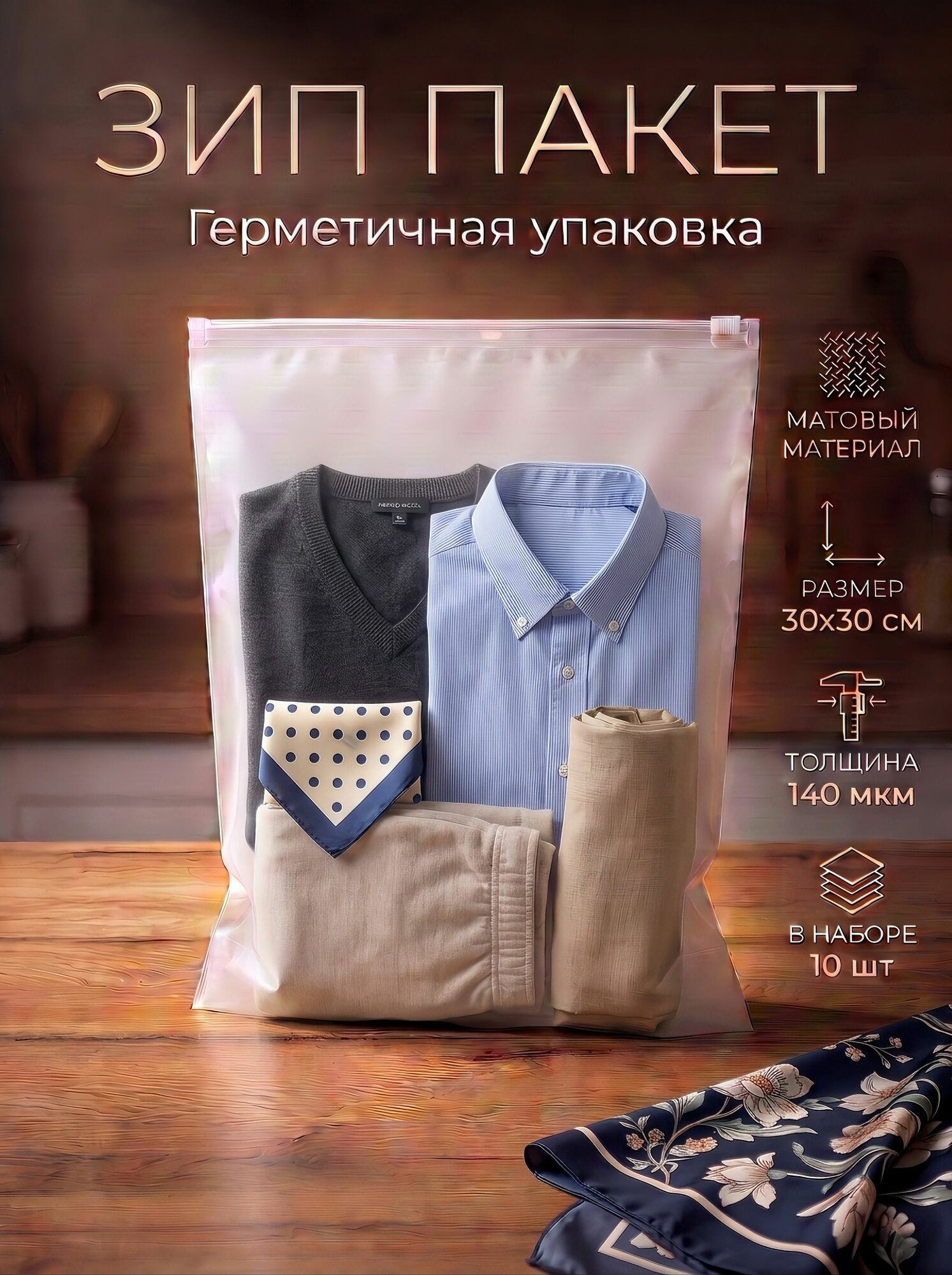 Zip пакеты с бегунком 30x30 10шт