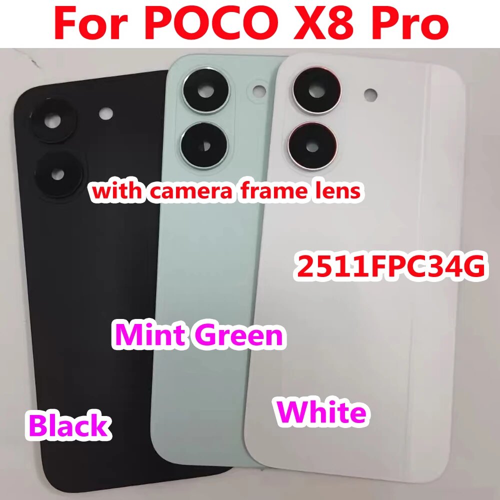 6,59" Новая стеклянная задняя крышка корпуса для Xiaomi Poco X8 Pro, задняя Black CE With Lens