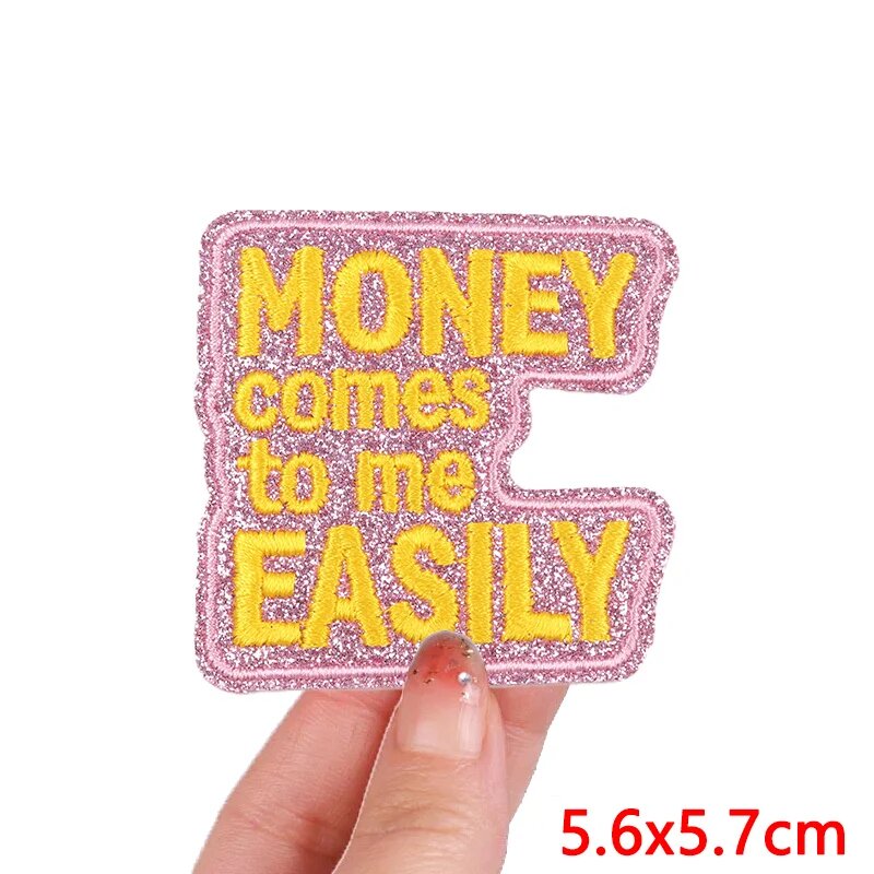 Нашивка "Glitter Money Comes To Me" PE18035CT