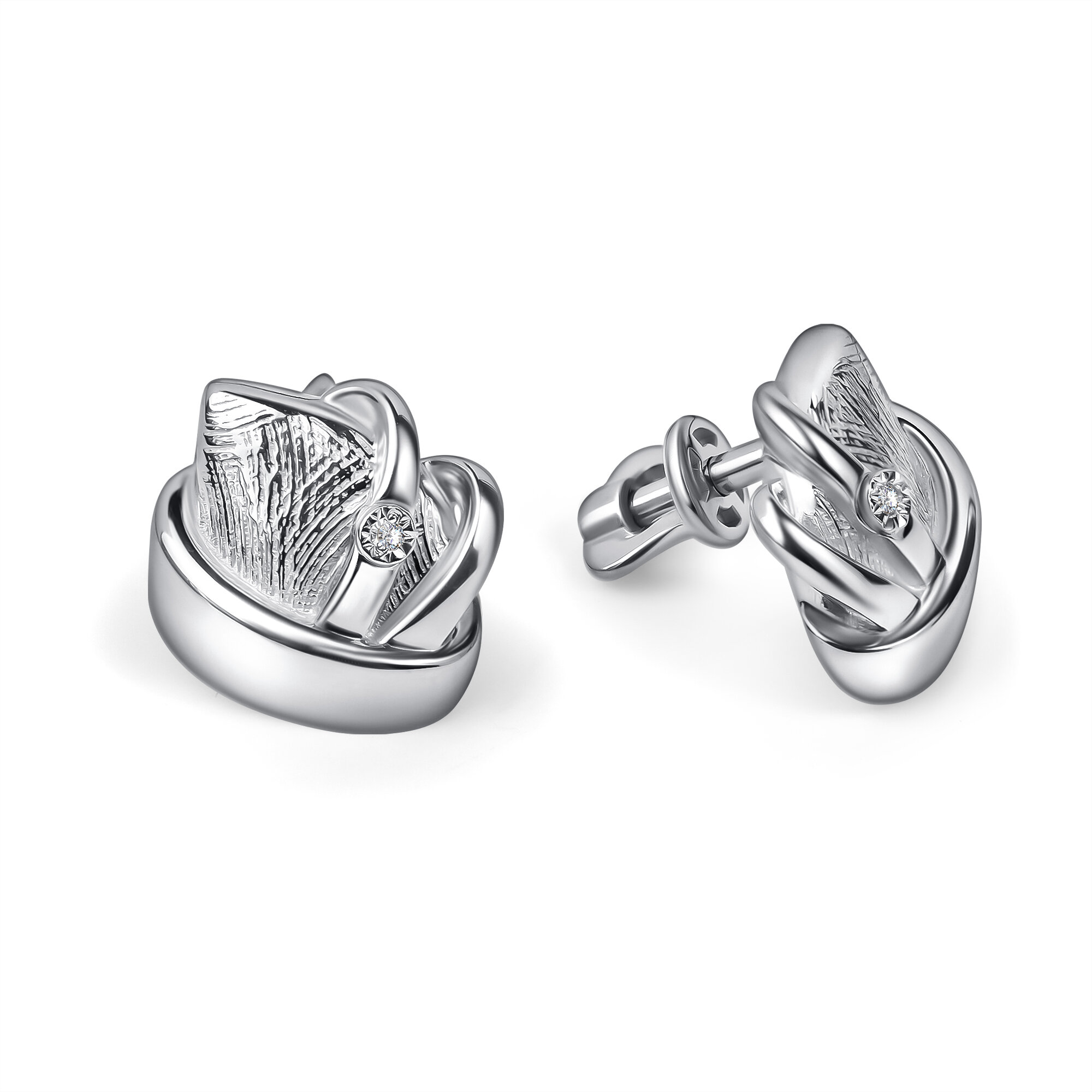 Серьги Diamant online, серебро, 925 проба, родирование, бриллиант