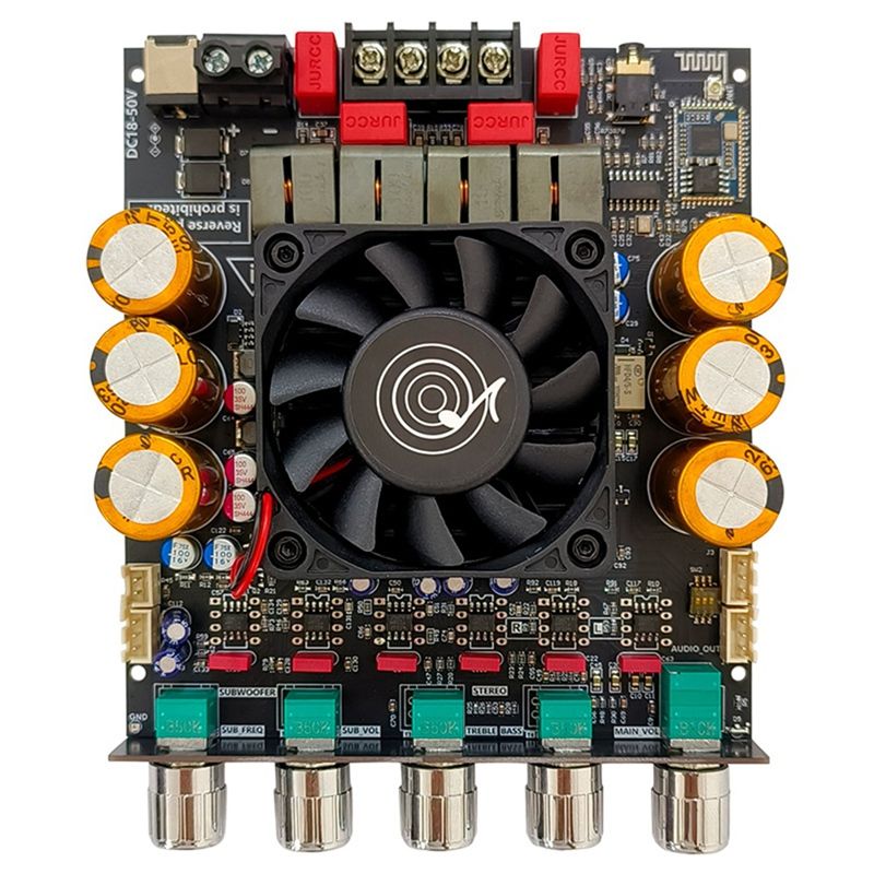 Усилительная плата SUB1200Q с QCC3034 и ES9023, Bluetooth aptX, цифровой усилитель с выходом на сабвуфер / 600W x2