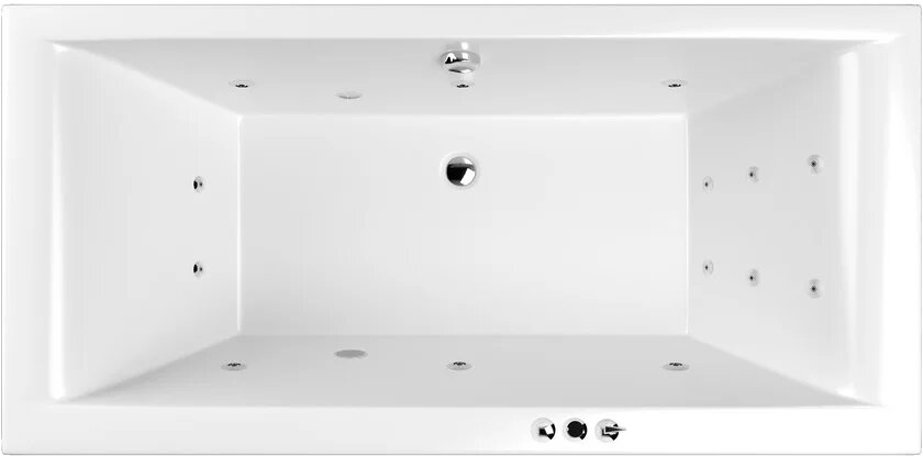 Акриловая ванна WHITECROSS Savia Duo SMART 170x80, с каркасом, пристенная, белая, глянцевая, со сливом-переливом, прямоугольная, с гидромассажем