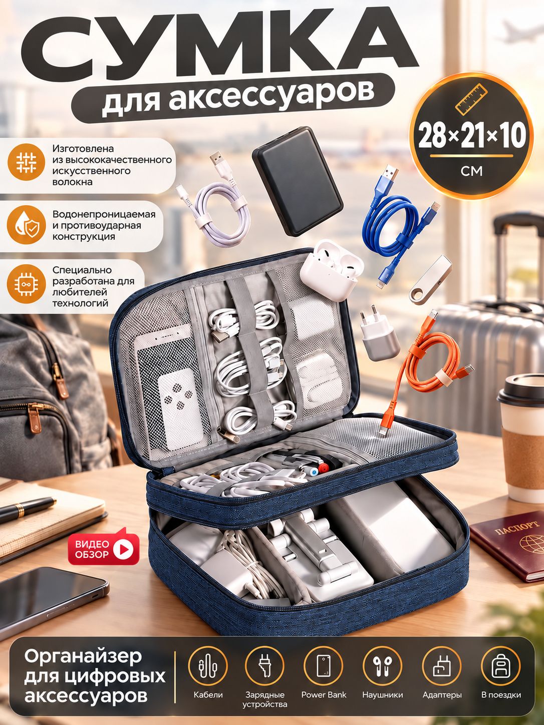 Сумка-органайзер для электроники и аксессуаров