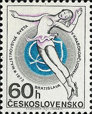 1973-006 Марка Чехословакия Фигуристка Спортивные события III