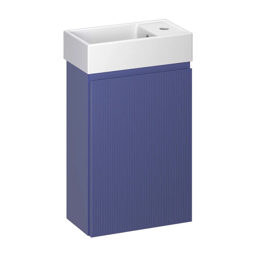 Тумба с раковиной Wellsee WC Area 221804000 подвесная, 40 см, синяя, прямоугольная, в современном стиле, из МДФ из фаянса