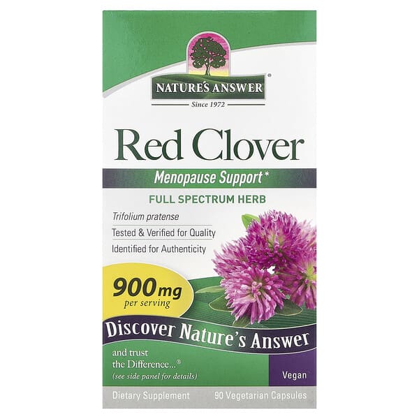 Nature's Answer, красный клевер, 90 вегетарианских капсул (450 мг в 1 капсуле)