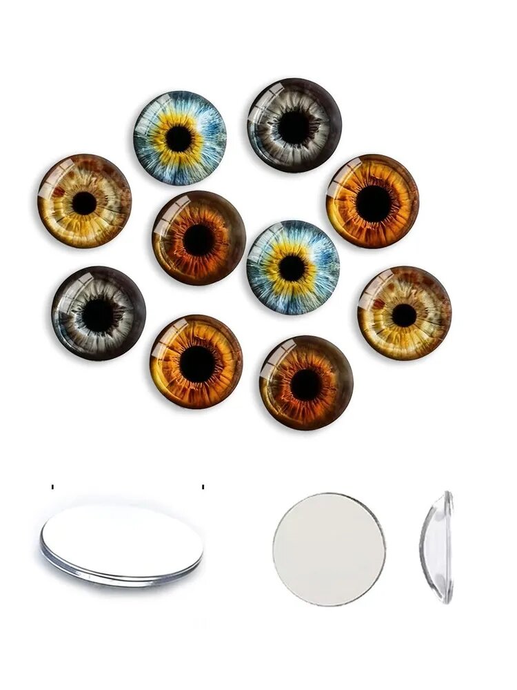 Круглые стеклянные глазки для кукол и игрушек, 10 шт, разноцветные 10mm