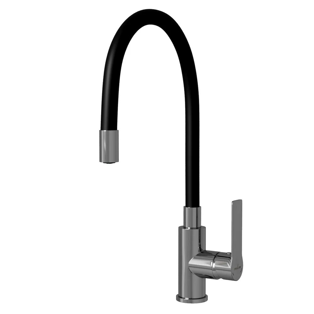 Смеситель для кухни 35к MIXLINE ML35-097 гибкий излив, боковая ручка, черный