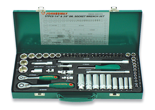 Набор стандартных и глубоких торцевых головок 1/4" и 3/8"DR 4-24 мм Jonnesway S04H3157S