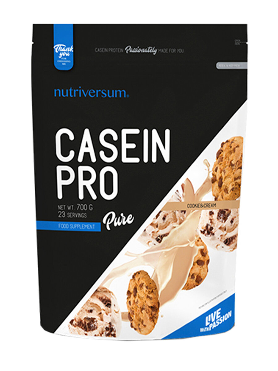 Нутриверсум пюре Казеин Про / Nutriversum PURE Casein Pro со вкусом печенья и сливок, 700 грамм