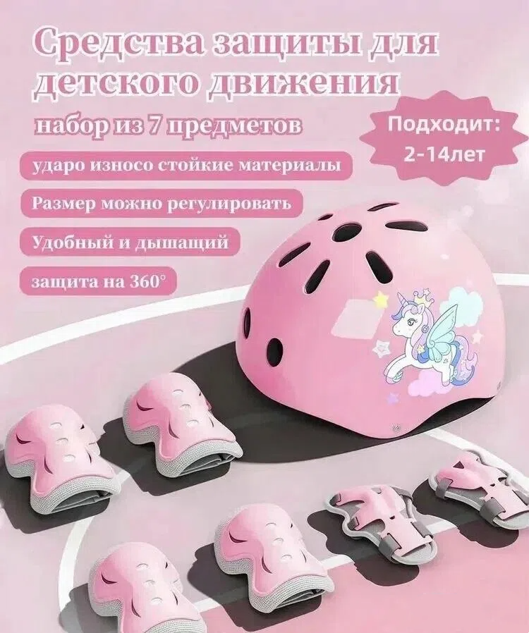 Защитный набор для детей: шлем, наколенники, налокотники, наладонники для роликов, скейта, велосипеда