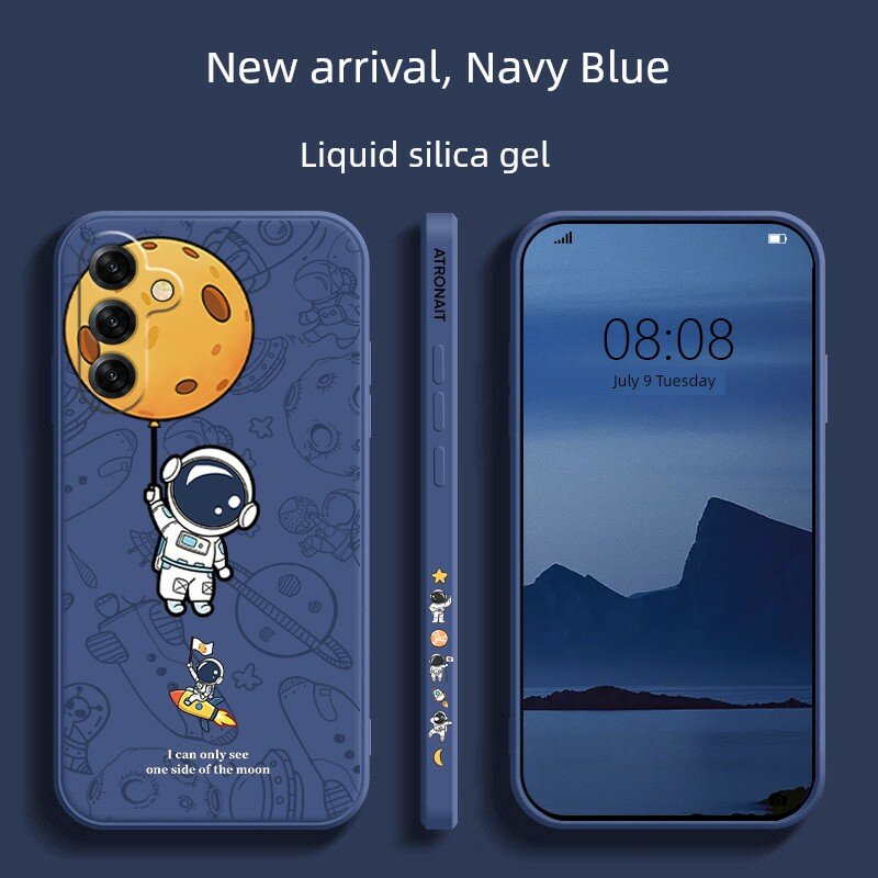 Силиконовый чехол для Samsung Galaxy S24+ с рисунком граффити воздушный шар планета, темно-синий, в комплекте защитная