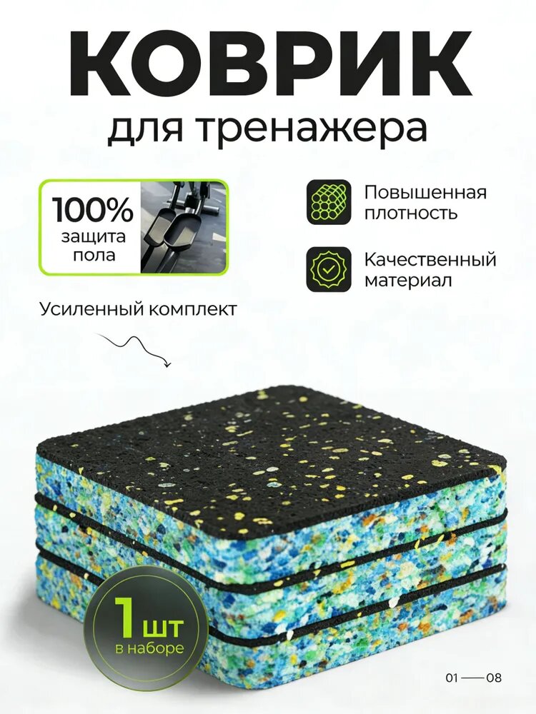Коврик для беговой дорожки и тренажеров амортизационный 1 шт толщиной 1,5 см для защиты напольного покрытия и шумопоглощения