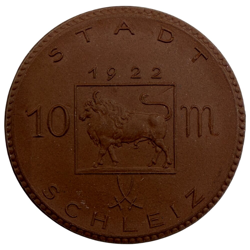 Германия, Веймарская республика, Шлайц 10 марок 1922 г. (M, 1685) (Коричневый фарфор)