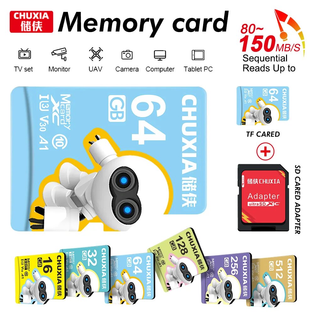 Карта памяти CHUXIA 128 ГБ microSD Class 10 V30 A1