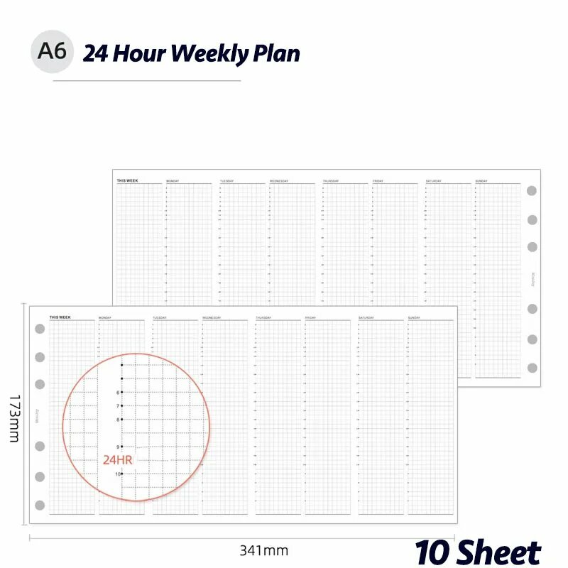 Сменный блок A6 24 Hour Weekly Plan