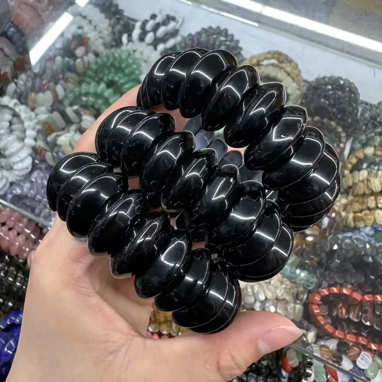 Набор камней ААА: яшма, онкси, лазурит, флюорит black agate