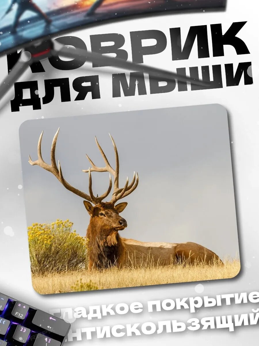 Коврик для мыши олень в поле