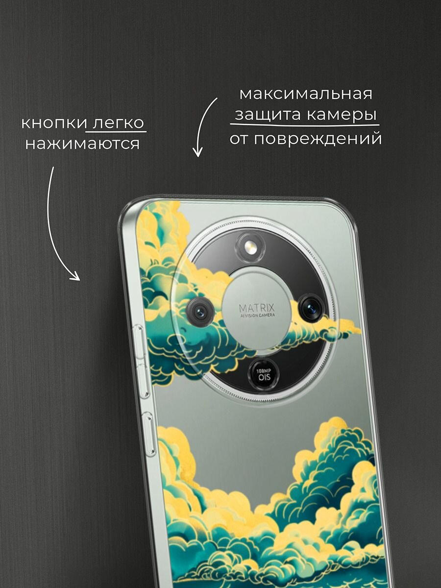 Чехол на Honor X9d / Хонор X9d с принтом Облака и космос, прозрачный — фото 1