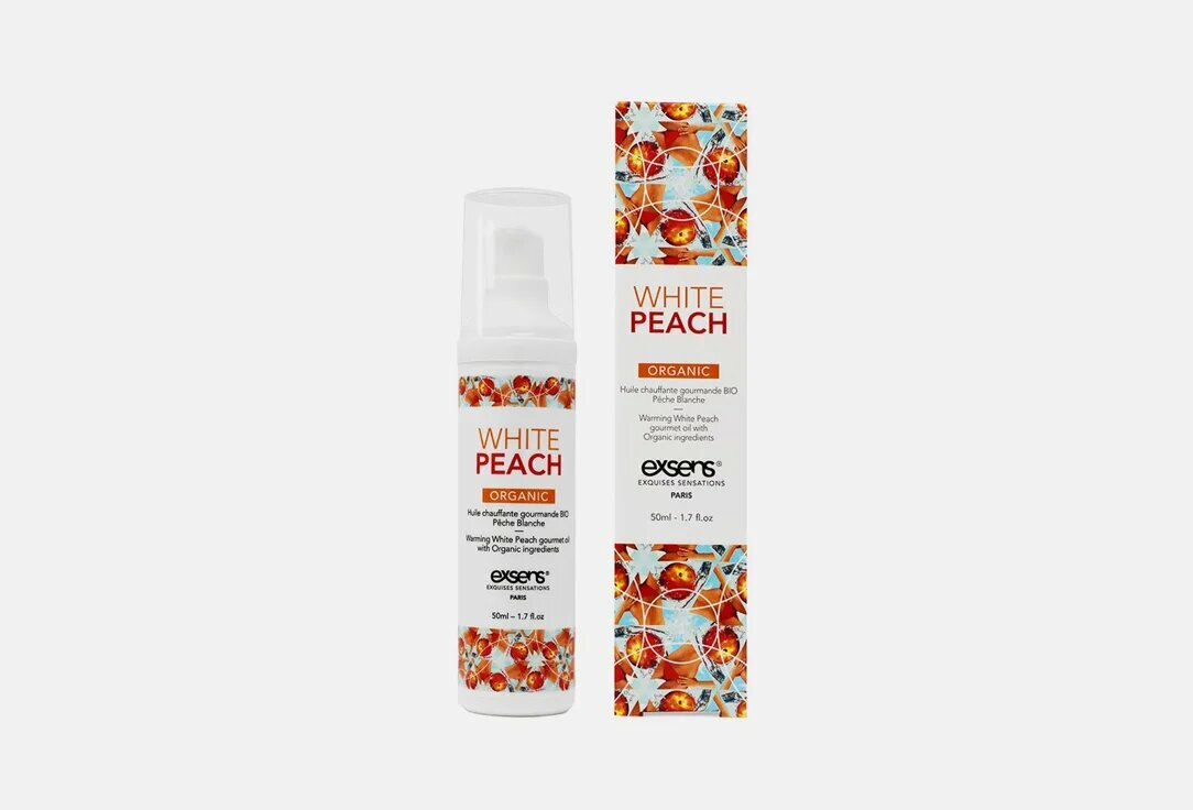Exsens Gourmet WHITE PEACH ORGANIC Разогревающее вкусовое массажное масло 50 мл