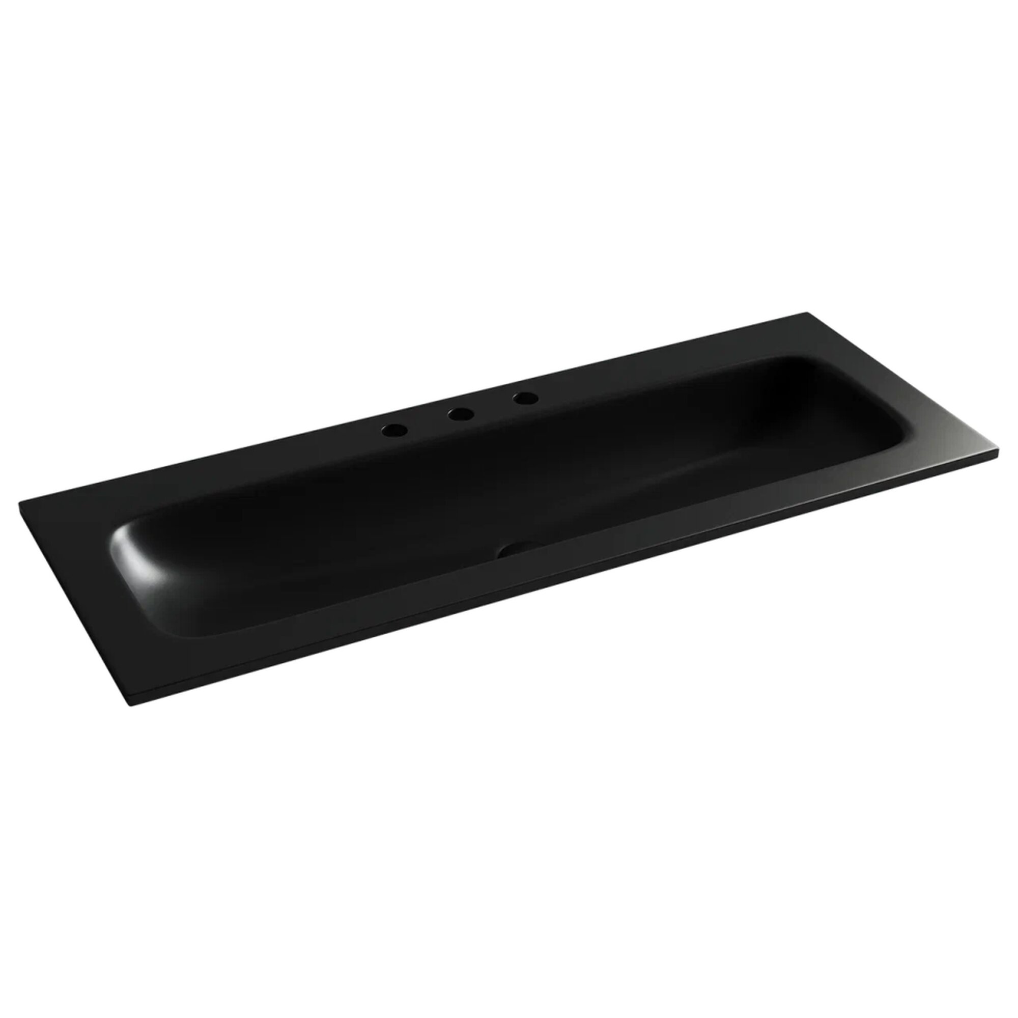 Раковина накладная Ceramicanova Grace CN7024MB, 1210x457x137, с тремя отверстиями под смеситель, цвет черный матовый