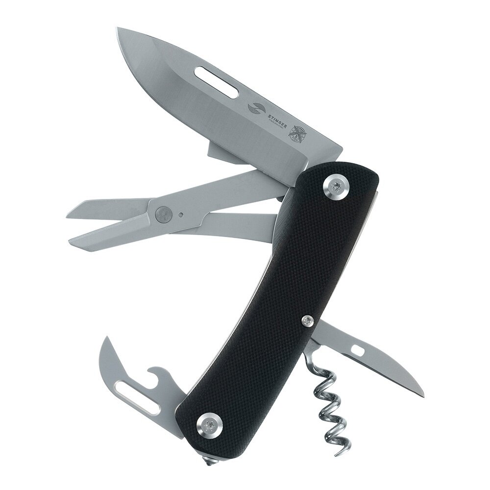 Stinger FK-6G10-BLK Нож перочинный stinger, 101 мм, 10 функций, стеклотекстолит g10 (черный), в картонной коробке