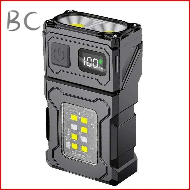 Фонарь-прожектор COB фонарик Hish-прочный ABS Type-C быстрая зарядка IP45 Черный