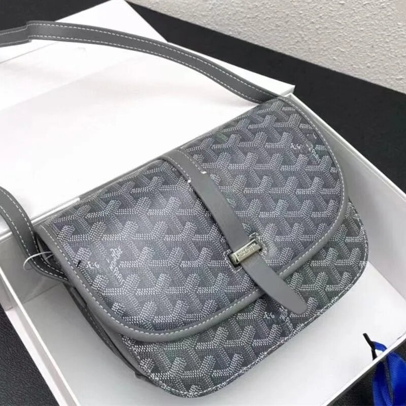 Goyard Сумка кросс-боди, на плечо, женская, искусственная кожа, серый, 16x22 см