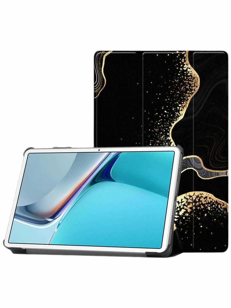 Чехол на Honor Pad 10 / Honor Tablet 10 / Хонор Пад 10, 12.1 дюйма, 2025 года, умный с магнитом, черный мрамор