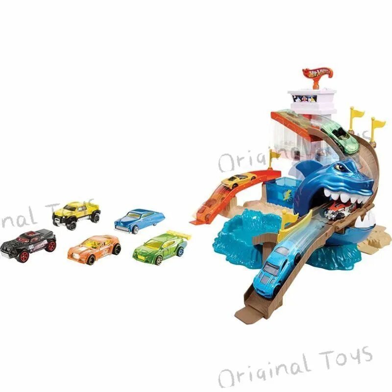 Mattel City Colour Shifters Sharkport Showdown / Железнодорожный вагон-акула, детская автомобильная игрушка