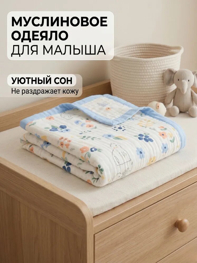 Плед двусторонний, жаккардовый Лето тонкое детское одеяло для новорожденных , Софт, 110 см х 110 см