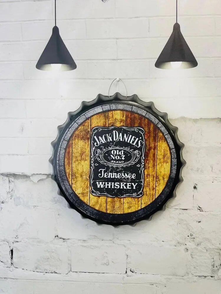 Декор на стену пробка пивная Jack daniels,30cm