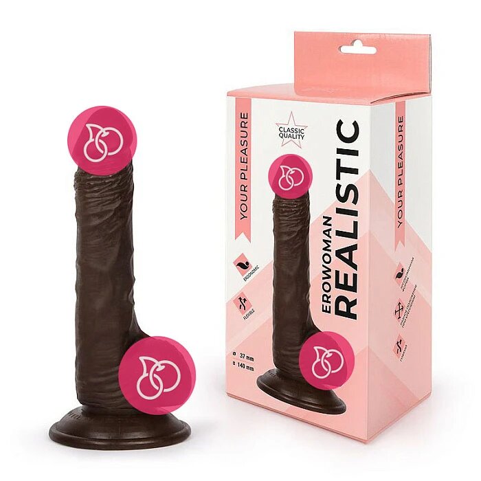 Фаллоимитатор реалистичный на присоске «EROWOMAN REALISTIC», коричневый
