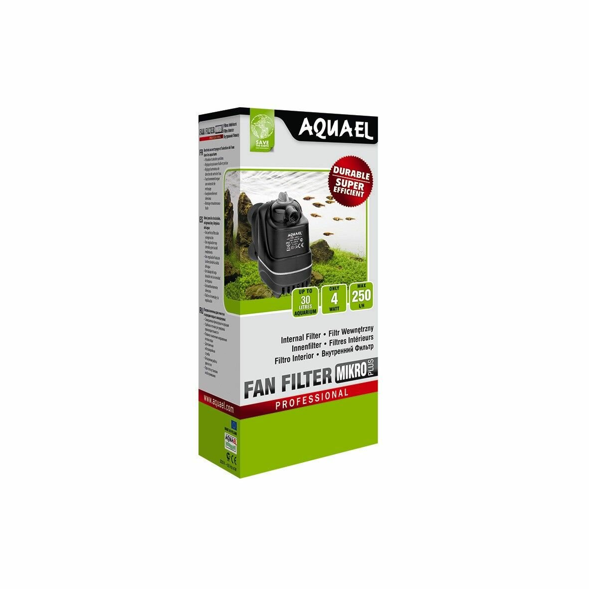 Фильтр для аквариума внутренний AQUAEL FAN FILTER micro plus (3-30 л, 250 л/ч, 4 Вт)