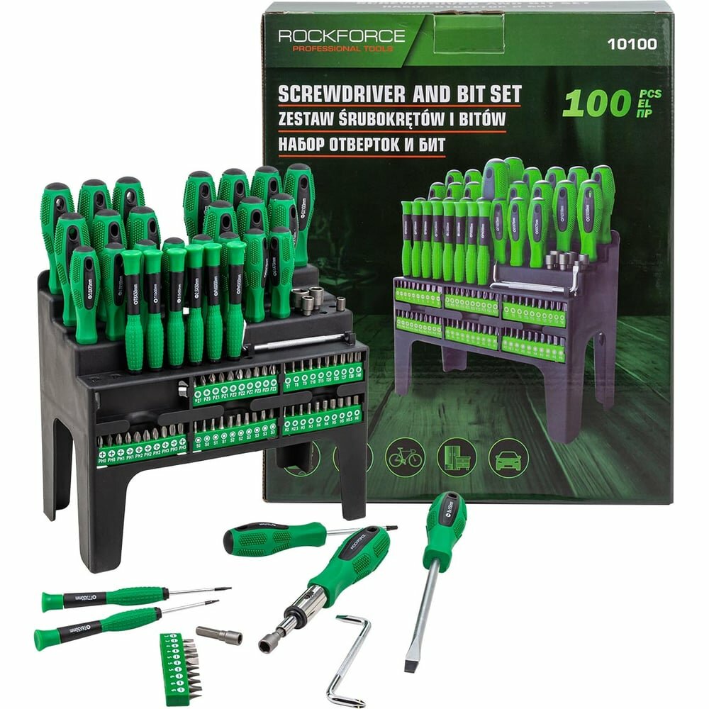 Набор отверток и бит Rockforce 100 предметов RF-10100(64755)