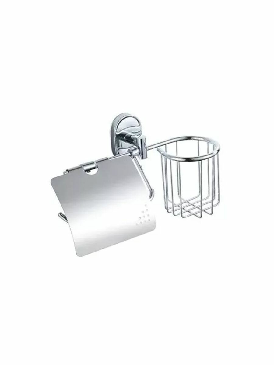 Держатель для освежителя и туалетной бумаги POTATO P2903-1 с крышкой хром