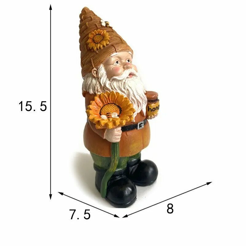 Фигурка садовая "Гном-пчеловод" из полирезина, высота 15.5 см — фото 1