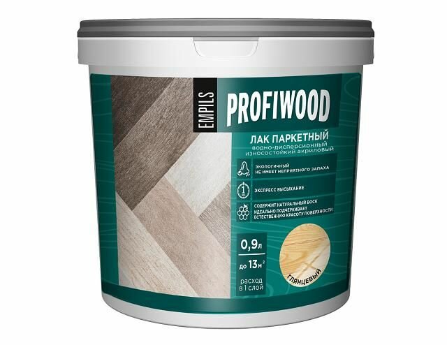 Лак паркетный Profiwood водно-дисперсионный акриловый, полуматовый, 0.9 кг, 0.9 л