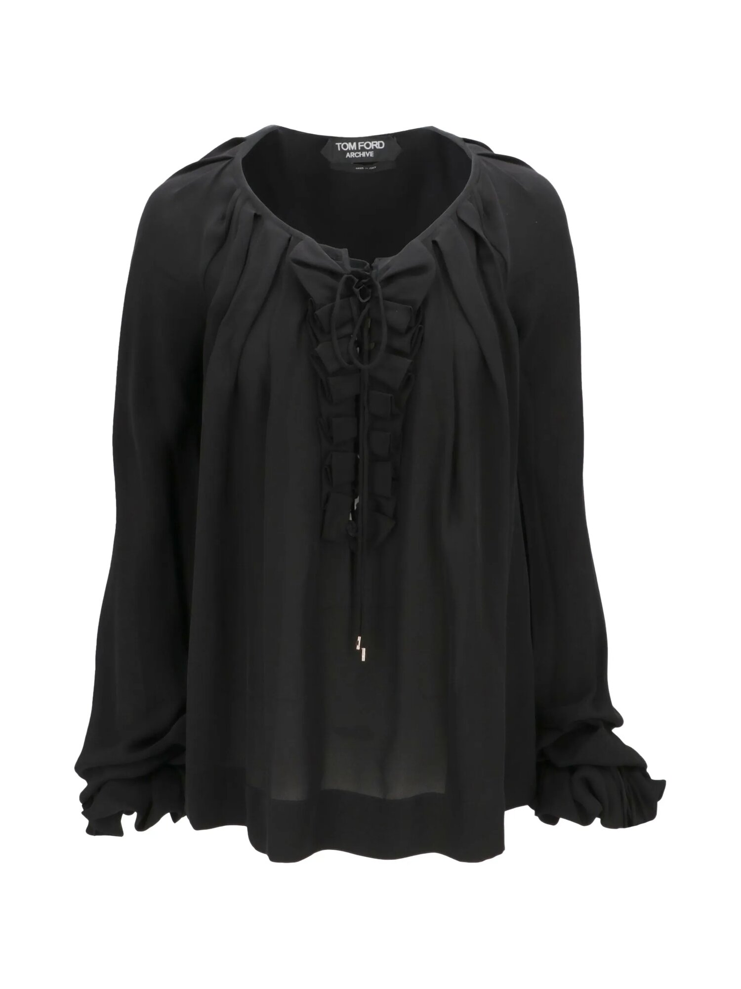 Блуза Ruffle-trimmed lace-up blouse