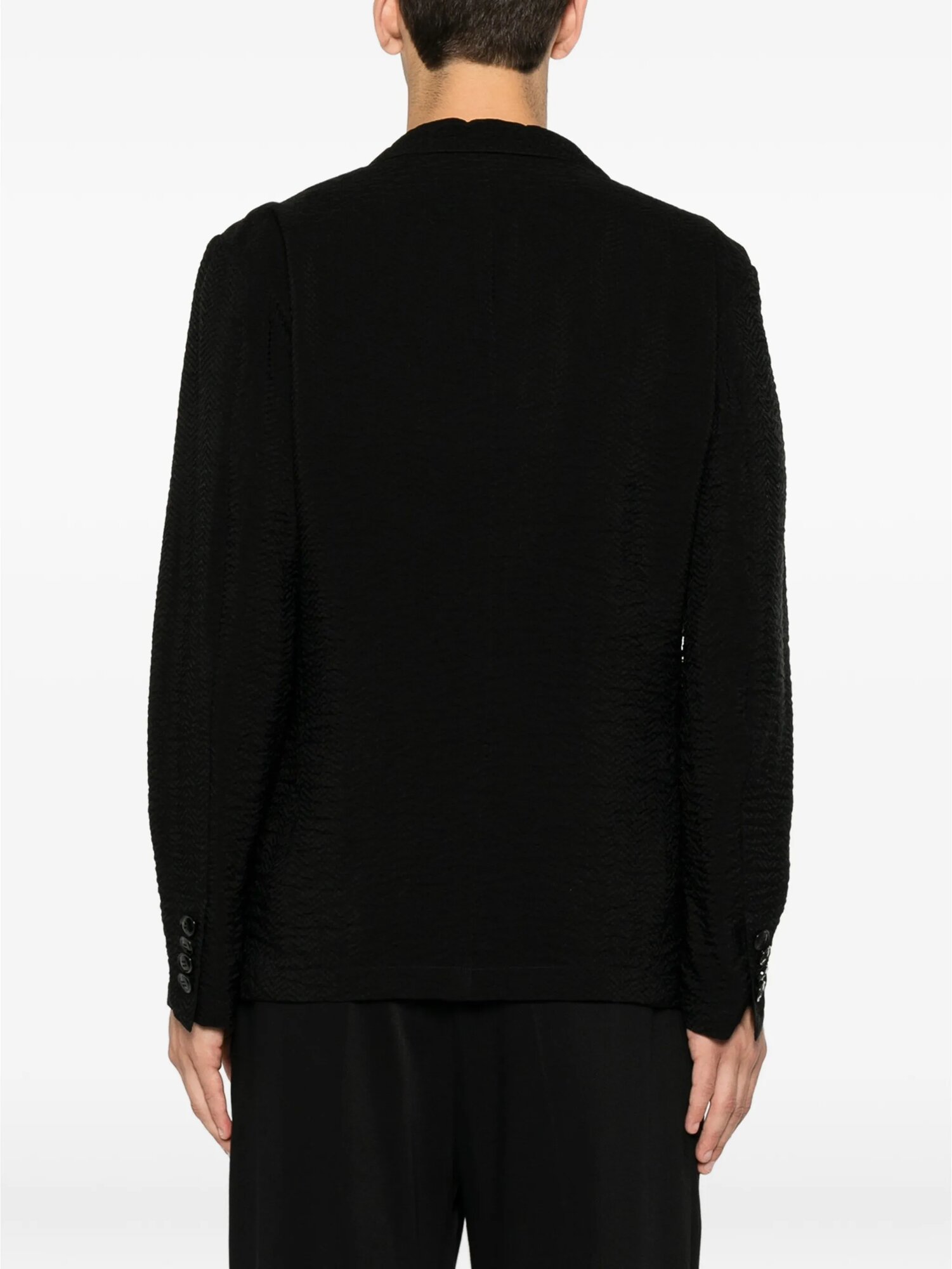 Куртка GIORGIO ARMANI Textured single-breasted blazer, размер 48, черный — фото 1