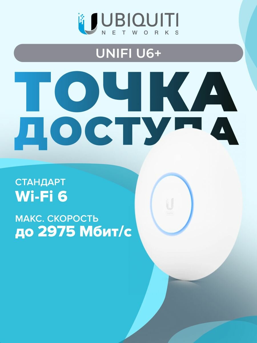 Точка доступа Ubiquiti UniFi U6+ Wi-Fi 6 802.11ax 1xGbE RJ45 port
