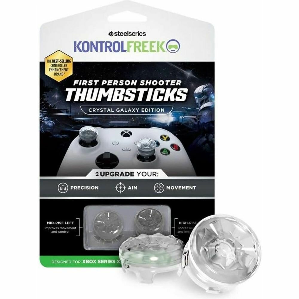 2 средние накладки на стики KontrolFreek Crystal Galaxy Edition для геймпада Microsoft XBOX One/Series (прозрачные)