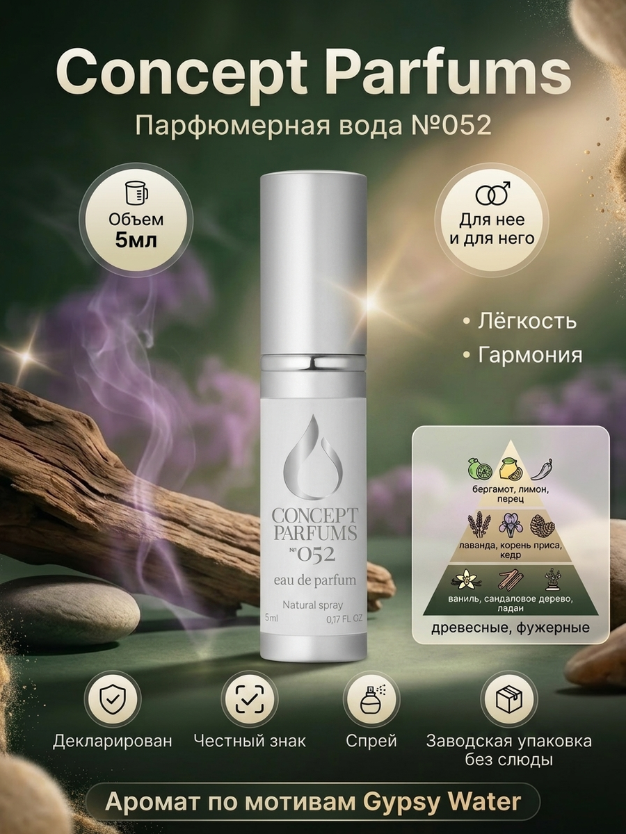 Concept Parfums 052 Парфюмерная вода Унисекс 5мл древесные фужерные